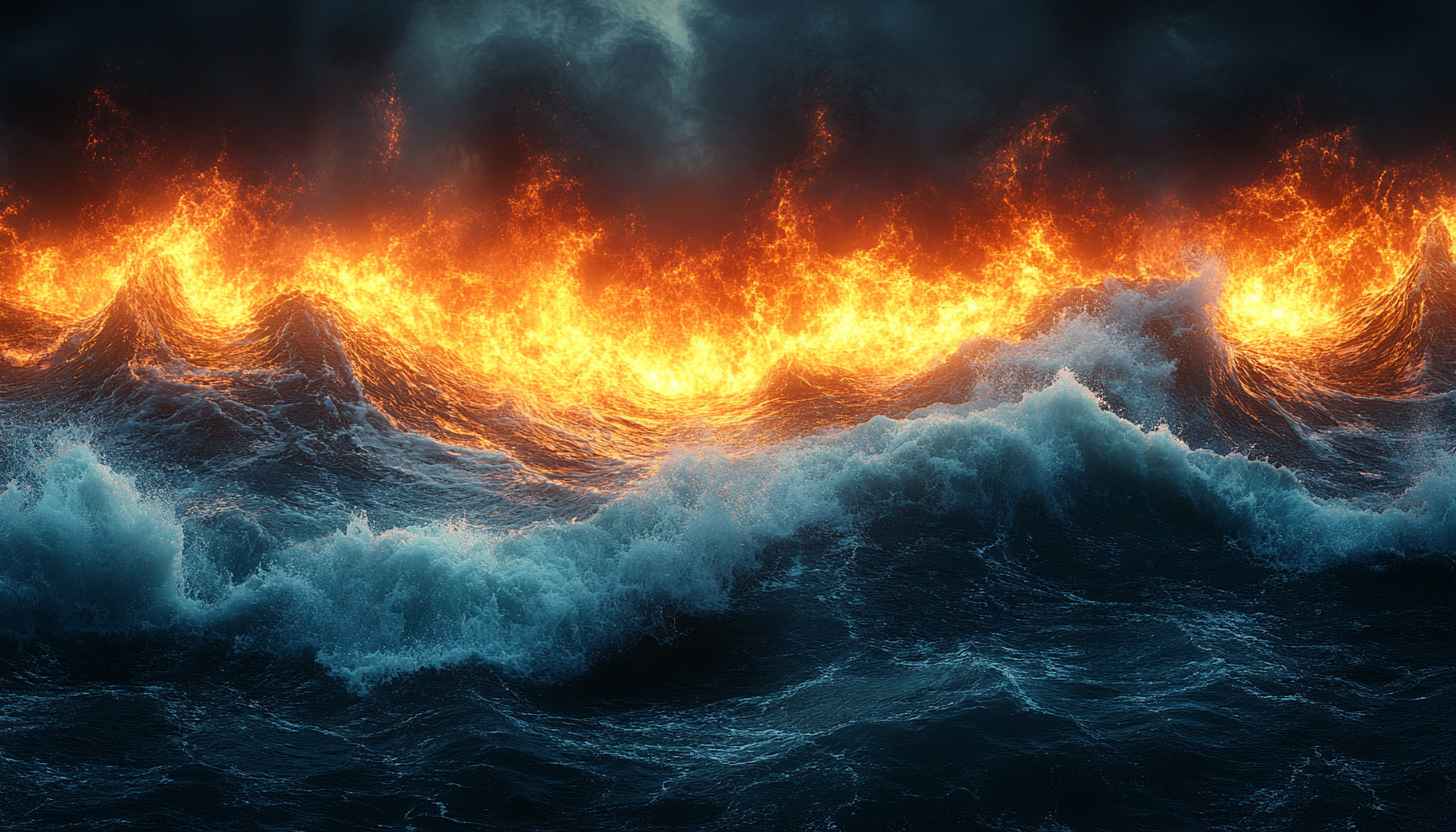 Fire and Water Wallpaper, Sea Scape Wallpaper, Ocean Wallpaper 4K - Art ...